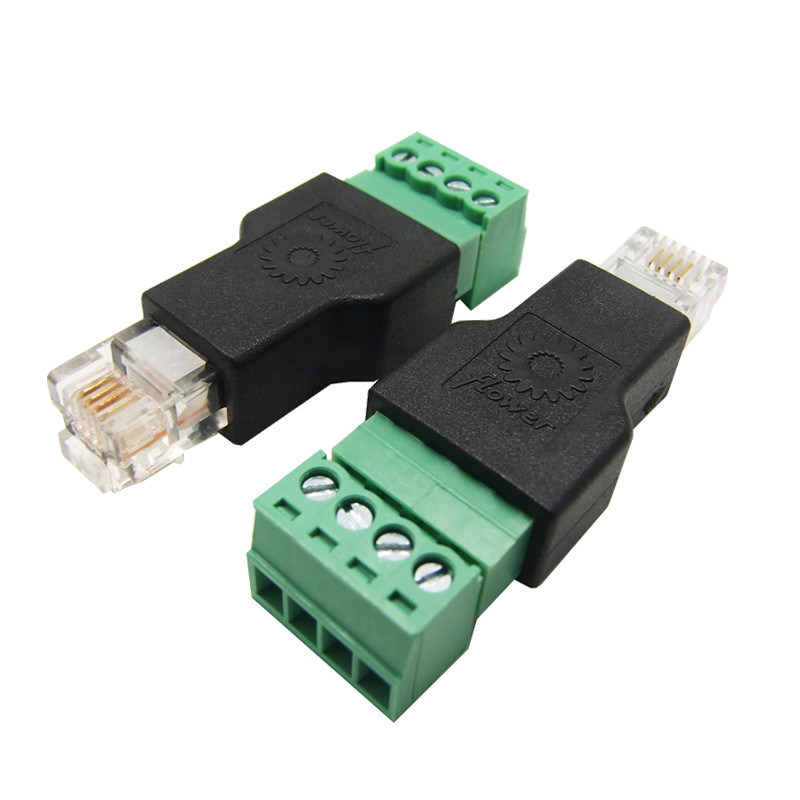 RJ11 6P4C Male Connector Modular Plugs to 4 Pin Screw Terminal Blocks ...